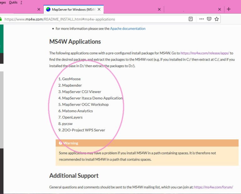 Installation de MapServer pour le système d'exploitation Windows
