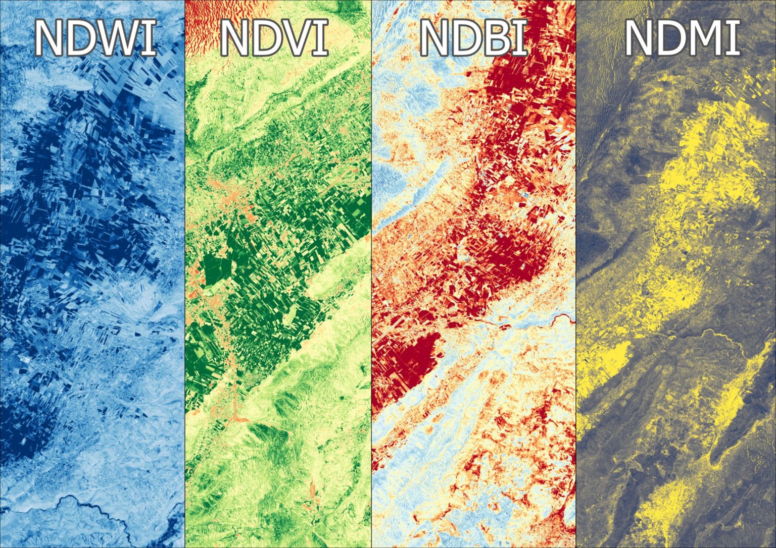 What is the difference between NDVI NDBI NDWI NDMI