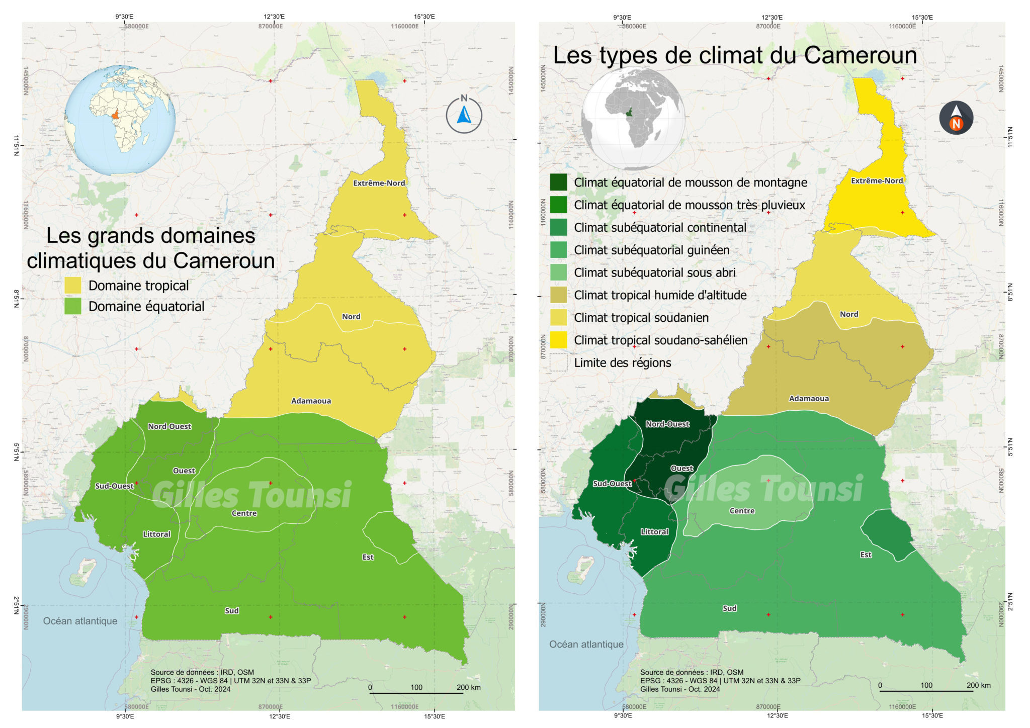 Les étages climatiques des différents climats du Cameroun